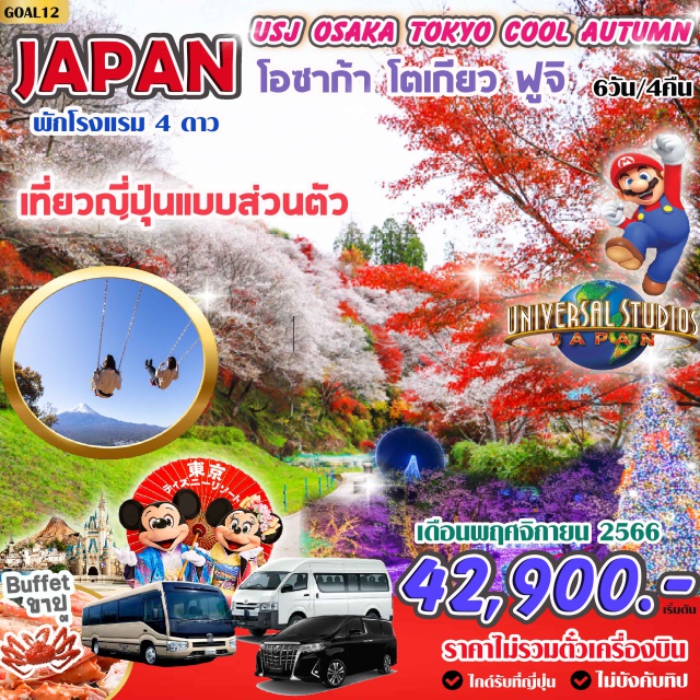 แพคเกจญี่ปุ่น GOAL12 : Package Japan Usj Osaka Tokyo Cool Autumn ...